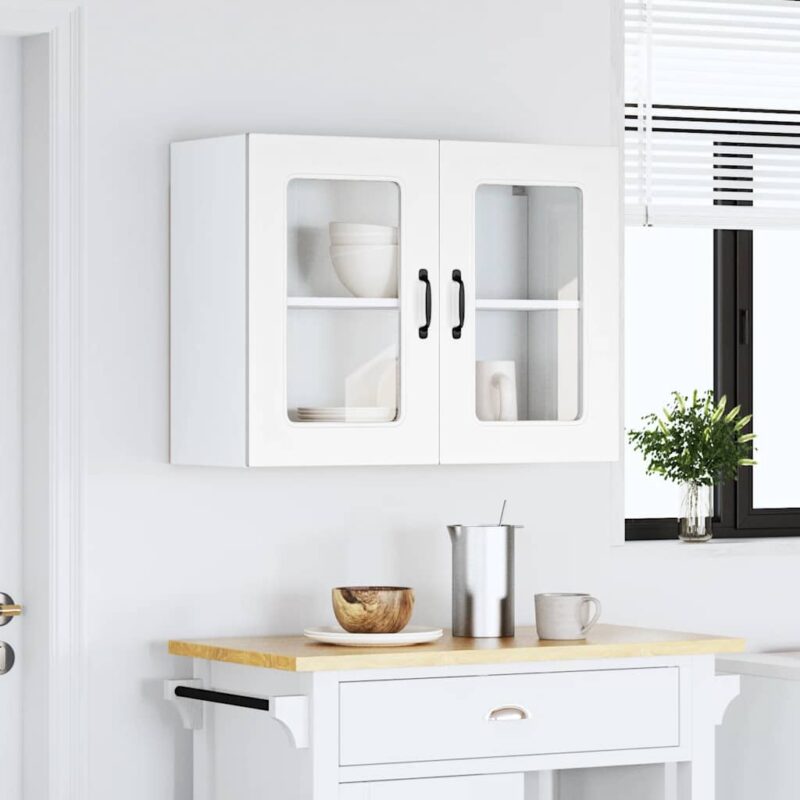 Kitchen Wall Cabinet with Glass Door 80x31x60cm - White - Complete Storage Solutions