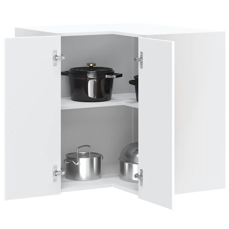 Kitchen Wall Corner Cabinet 57x57x60cm - White - Complete Storage Solutions